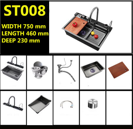 Nano Black Waterfall Sink + Cup Washer | Water Filter TAP ST008 ...