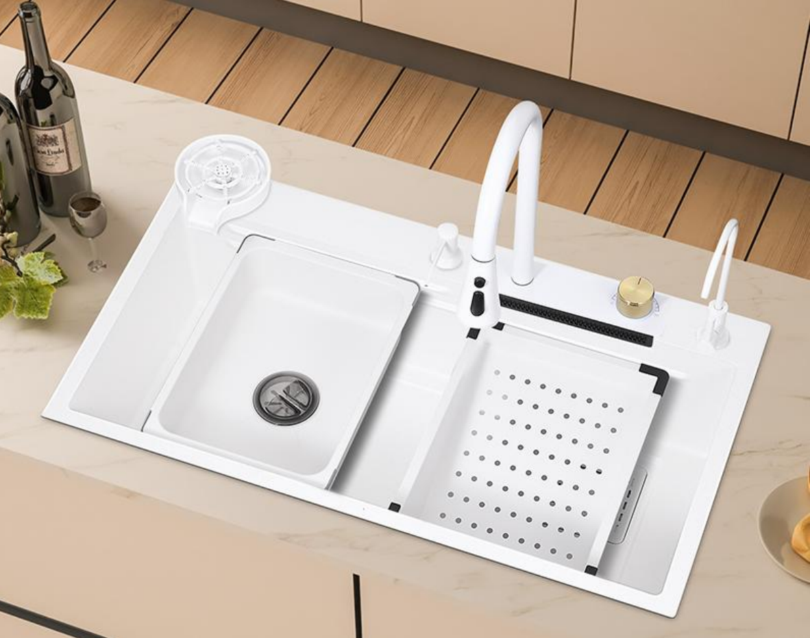 White Waterfall Sinks - Waterfall Sinks Australia Kitchen Sink and tapware