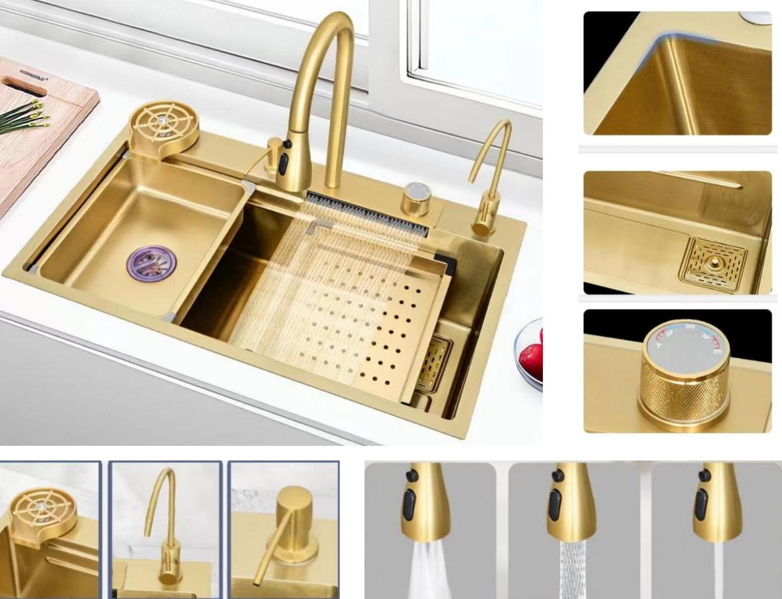 Gold Waterfall Sink With Cup Washer Washup Area | Water Filter ST003 ...