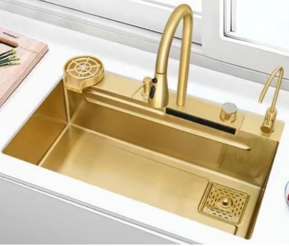 Gold Waterfall Sink With Cup Washer Washup Area | Water Filter ST003 ...