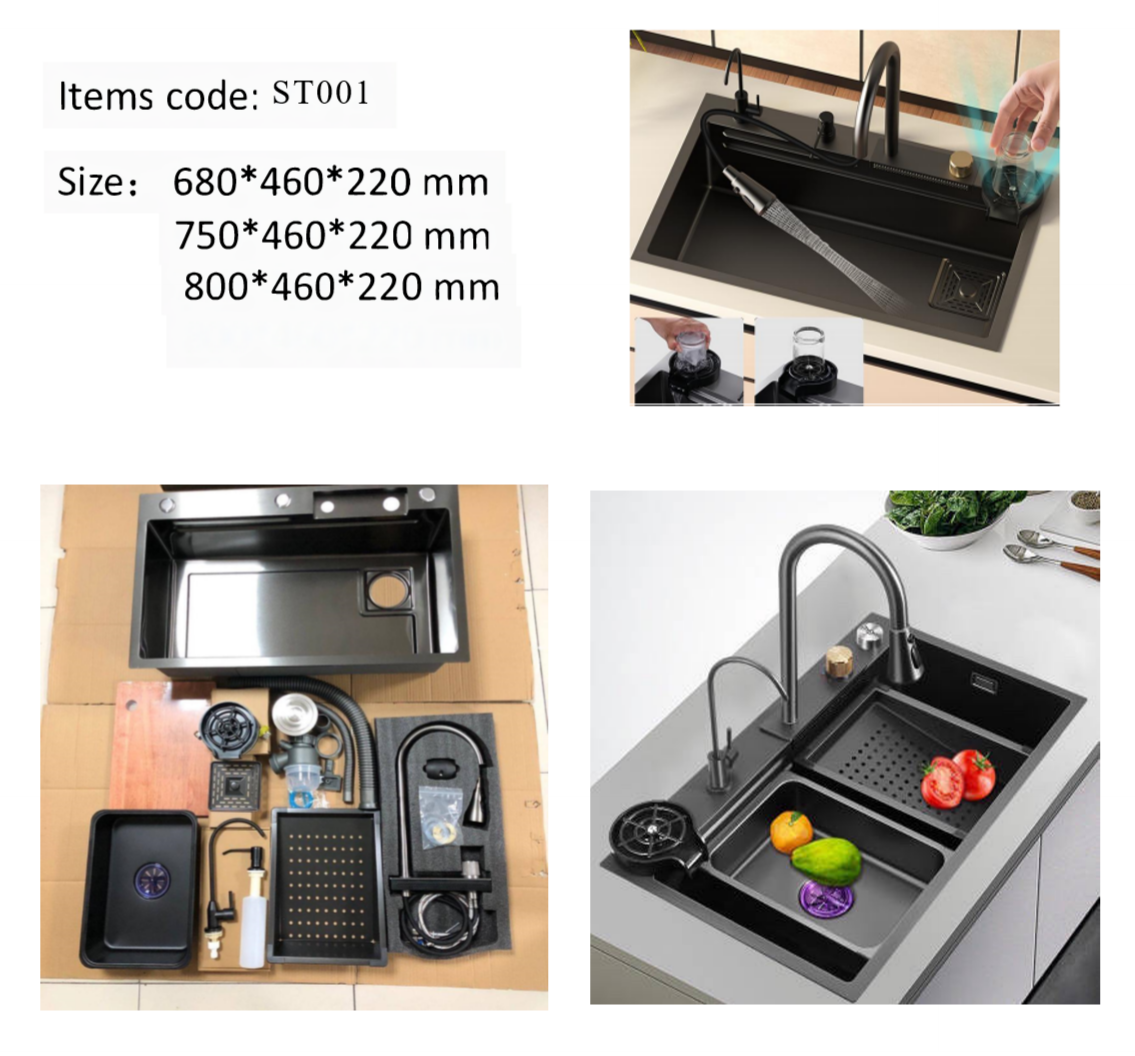 Best Black Nano Waterfall Sink ST001 - Waterfall Sinks Australia ...