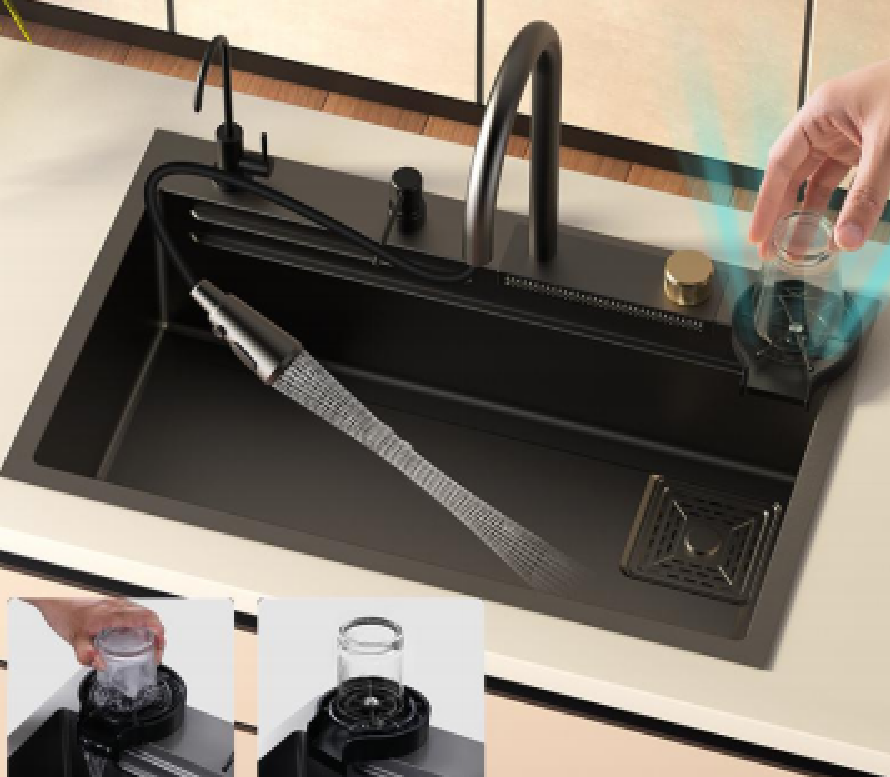 Best Black Nano Waterfall Sink ST001 - Waterfall Sinks Australia ...