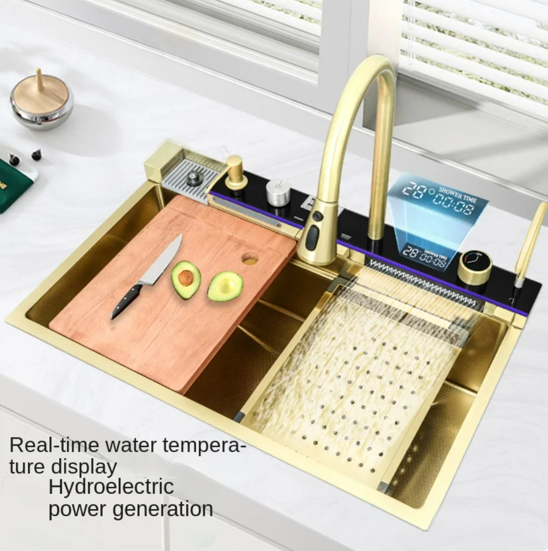 Stunning Gold Waterfall Kitchen Sink ST008 - Waterfall Sinks Australia ...